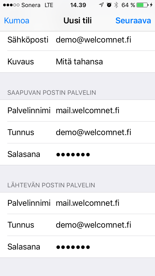 POP/IMAP sähköpostitilin asentaminen iPhoneen / iPadiin – Welcom Net ... POP/IMAP sähköpostitilin asentaminen iPhoneen / iPadiin – Welcom Net ...